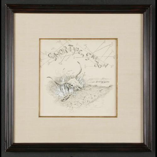 CHARLES RUSSELL INK DRAWING ORIGINAL