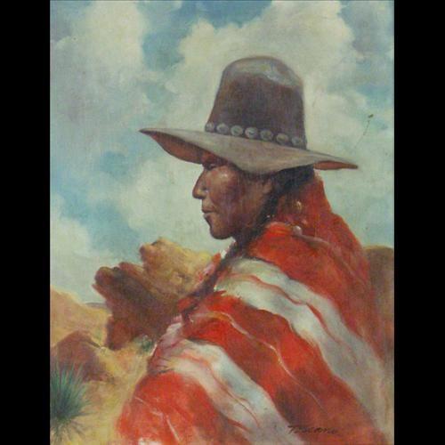 DEE TOSCANO OIL PAINTING INDIAN PORTRAI
