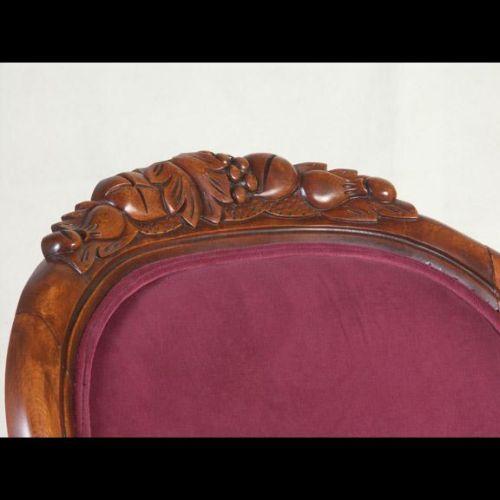 C. 1850-1875 WALNUT VICTORIAN ROCOCO PARLOR CHAIR
