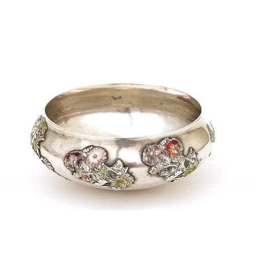 Old Japanese Silver Enamel Cloisonne Bowl Mk #1364356