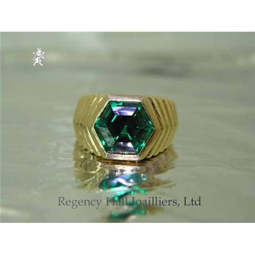 RHJ Six-Sided Simulated Emerald (YAG) Ring #1378013