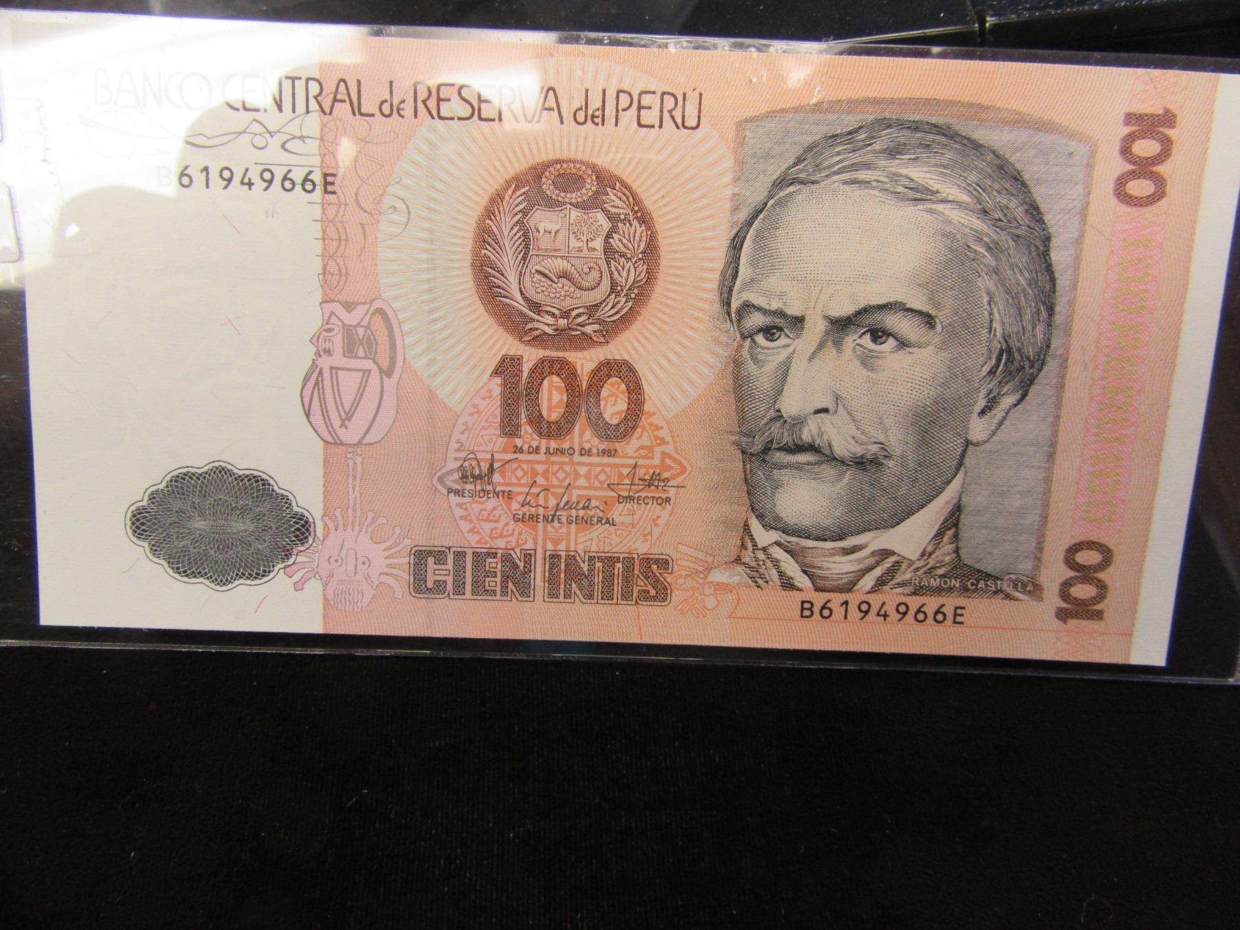 1987 BANK OF PERU 100 CIENINTIS BANK NOTE