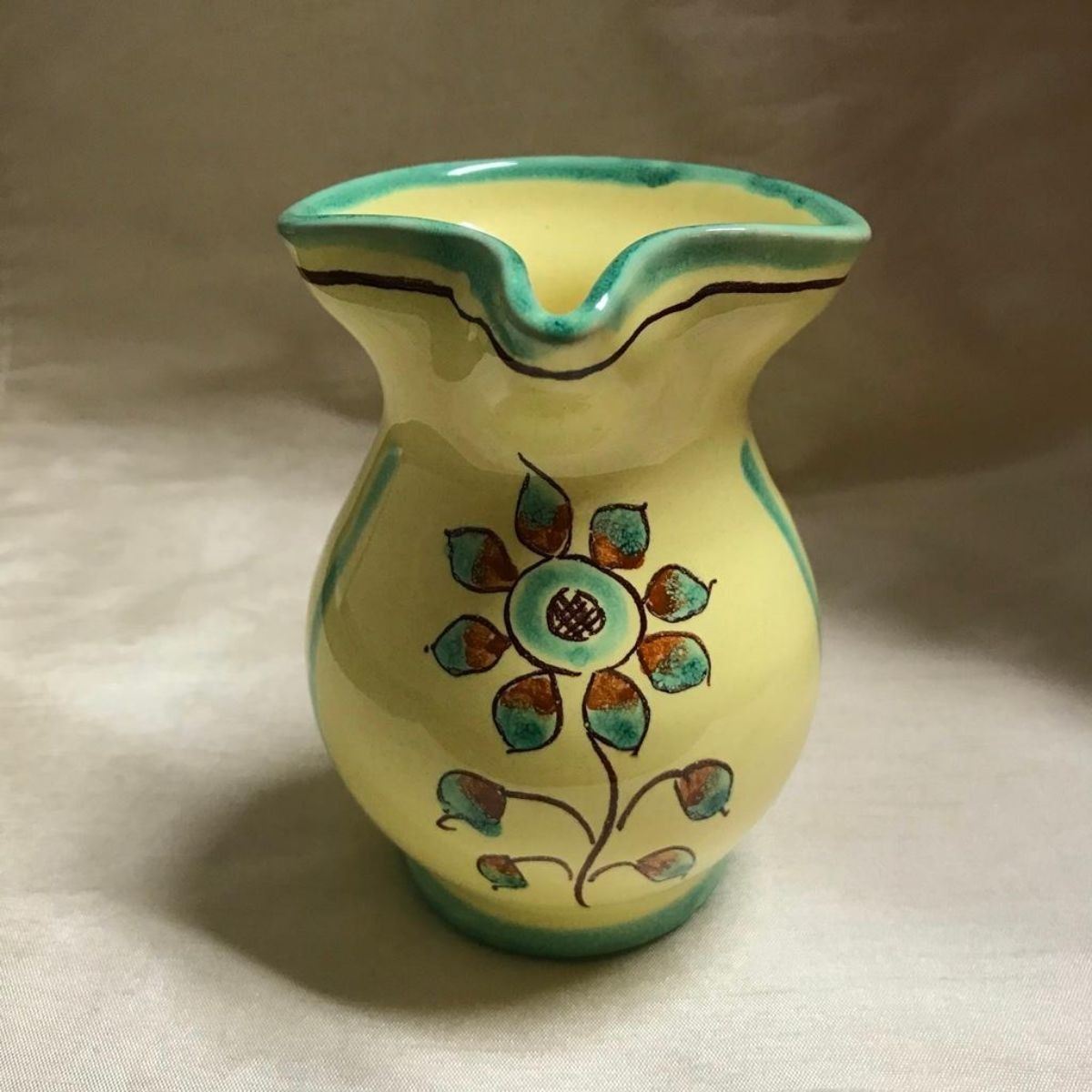 Vintage Cortona Italy Sunflower Pottery Pitcher