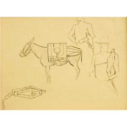 C.M. Russell. Pen & Ink Drawing.