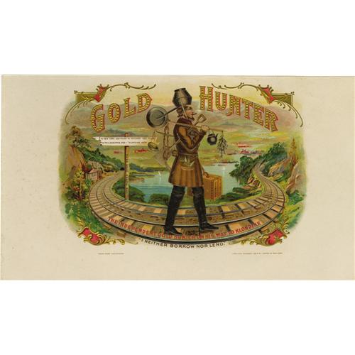 Gold Hunter Cigar Label by George Schlegel of NY