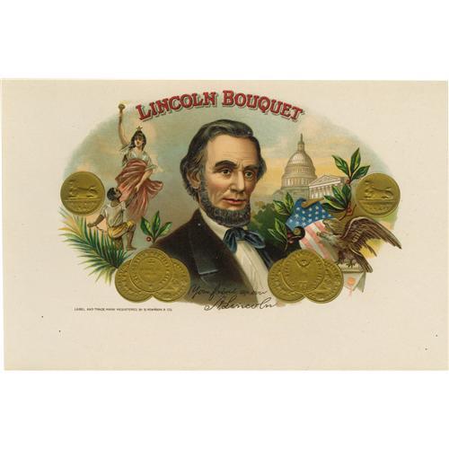 Abraham Lincoln Bouquet Cigar Label by B Newmark