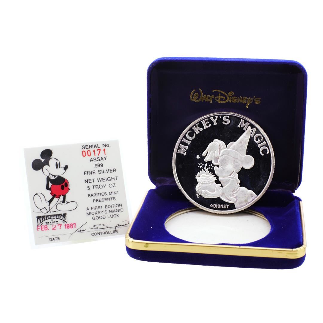 Rarities Mint 1987 First Edition Mickey's Magic Good Luck 5oz Silver ...