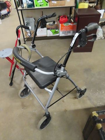 Handi Lite Medi Walker & 3 Canes - 1 Is A Cane Stool Combo