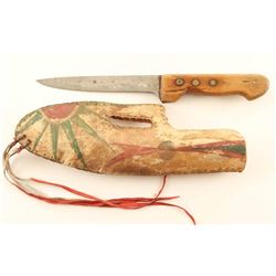 Primitive Native American Knife & Sheath