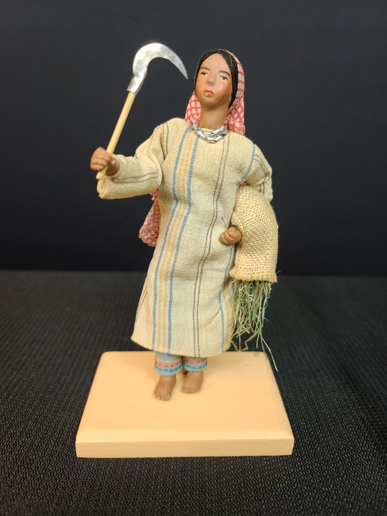 Israel Farm Girl Doll On Wooden Base