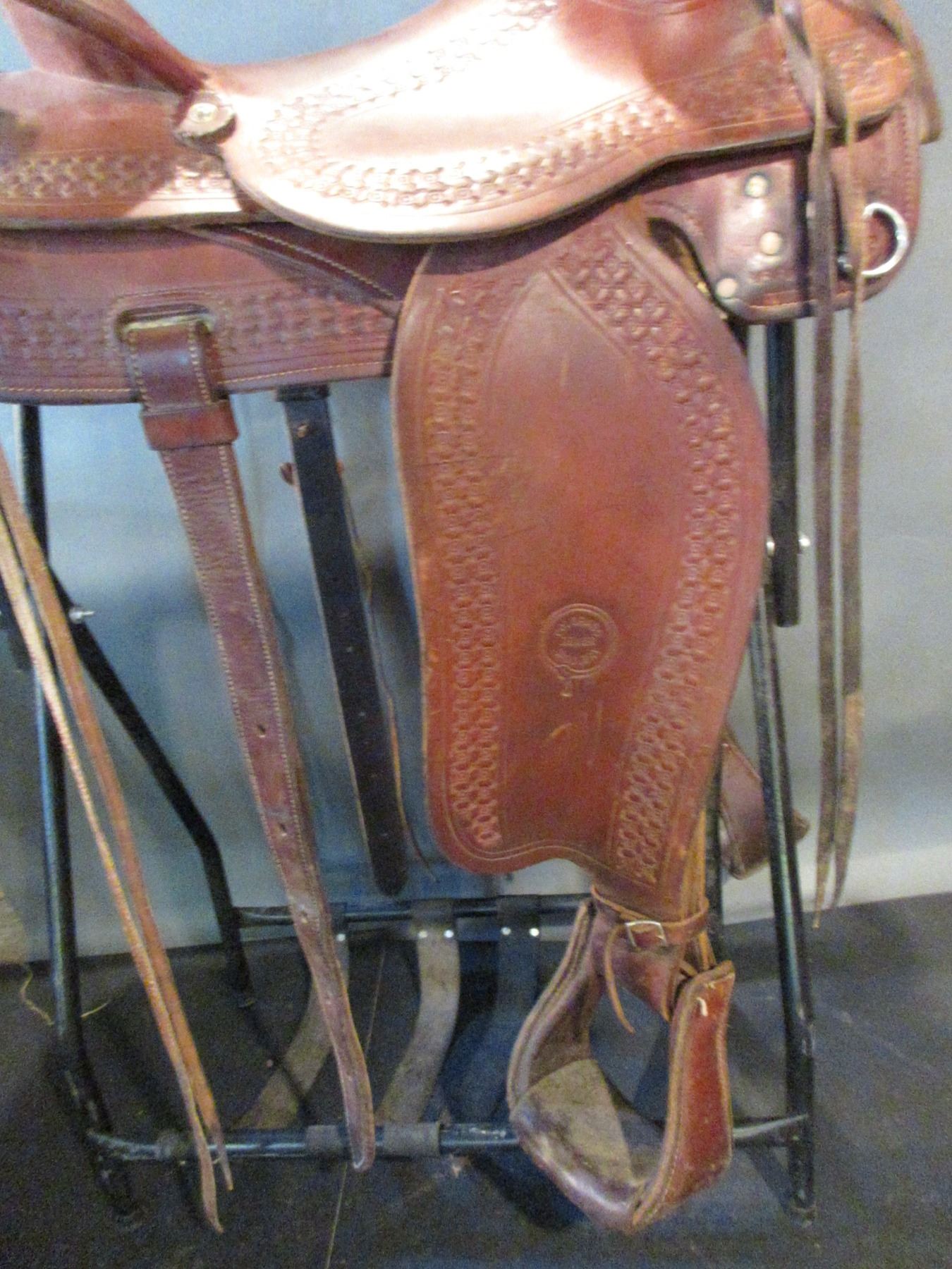 Marked Colorado Saddlery Denver Basket Stamped Saddle- 14.5" Seat- All ...