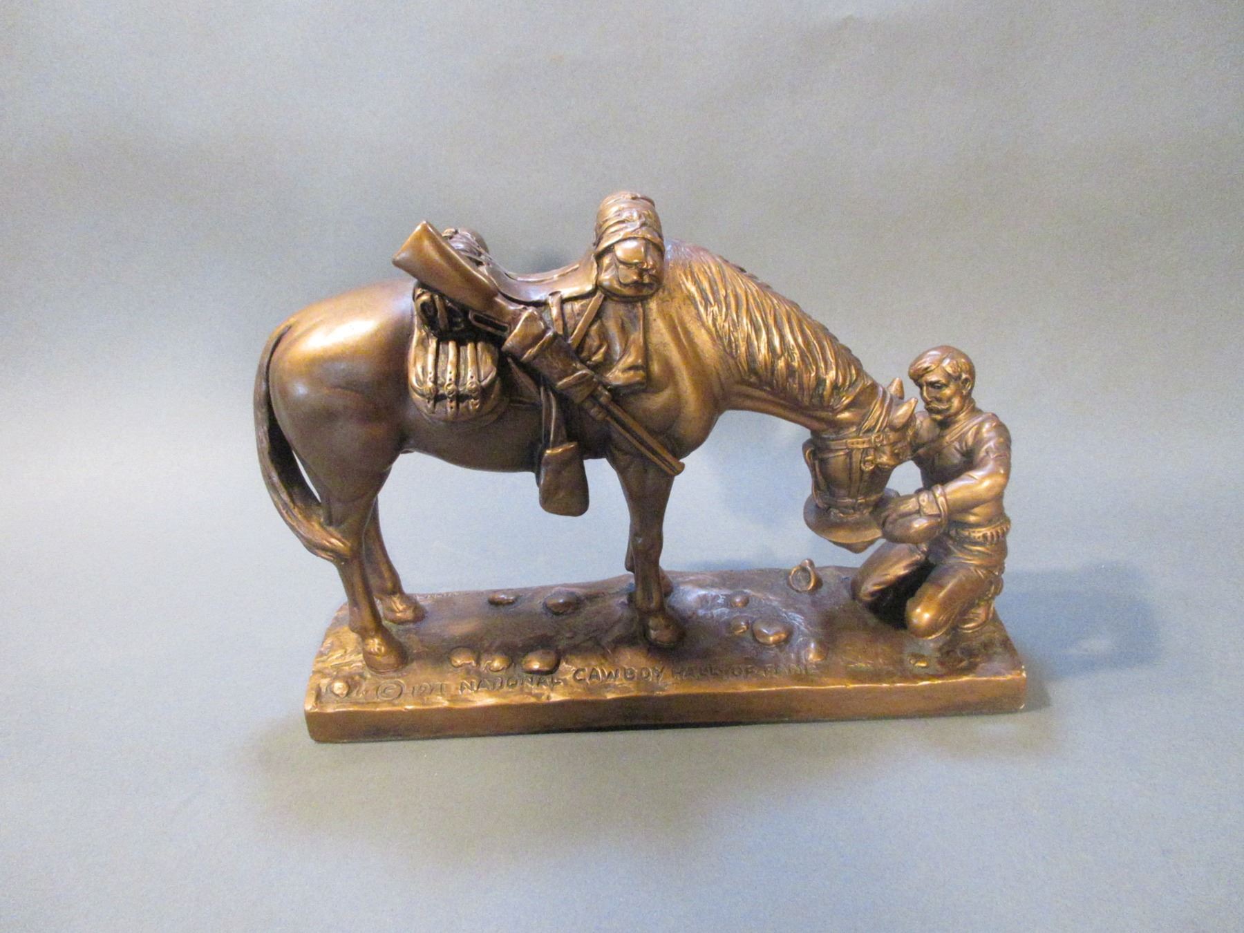 Marked National Cowboy Hall Of Fame Plaster Statue- "Last Drop" By ...