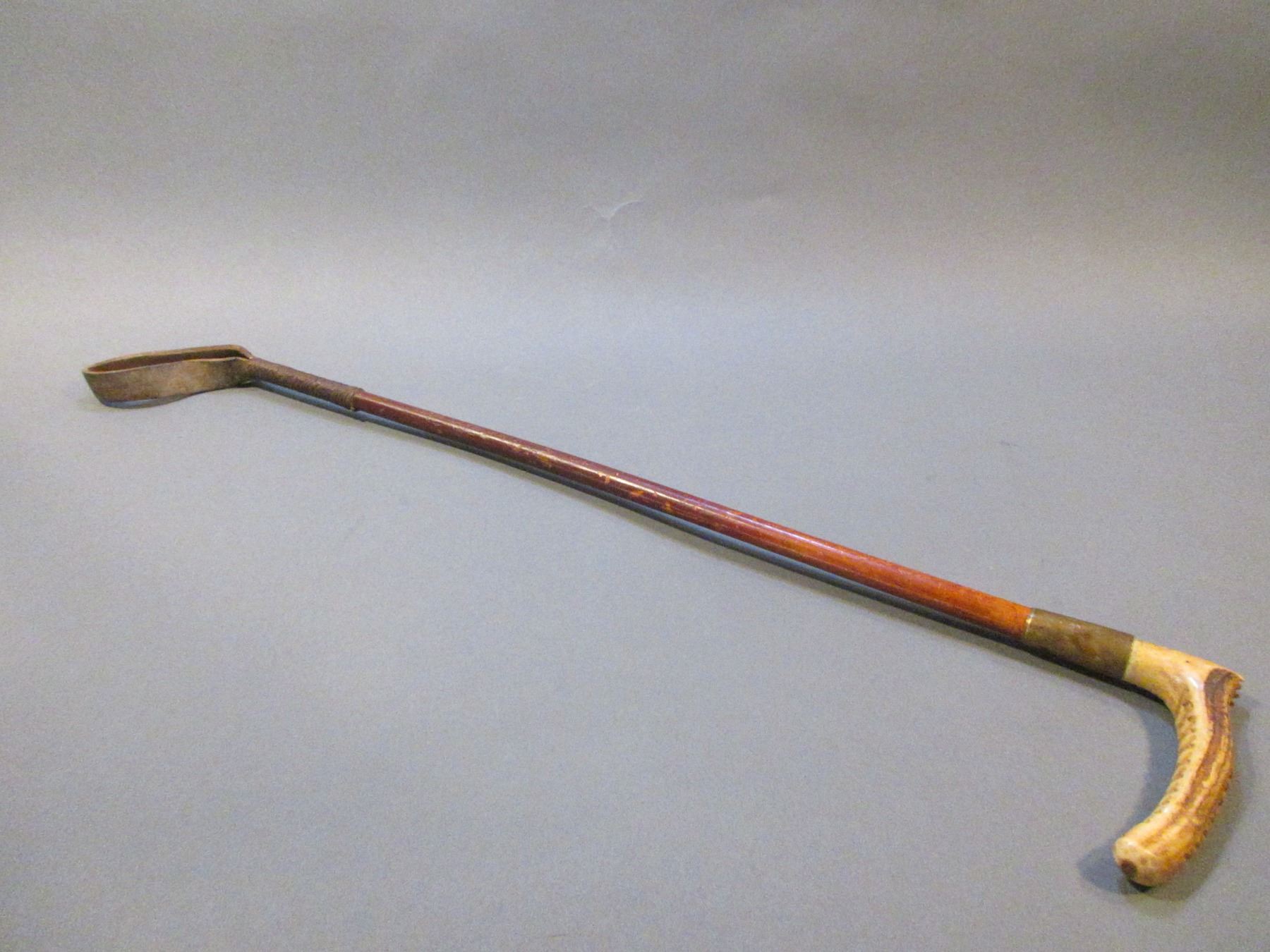 Riding Crop With Carved Antler Handle- 28"