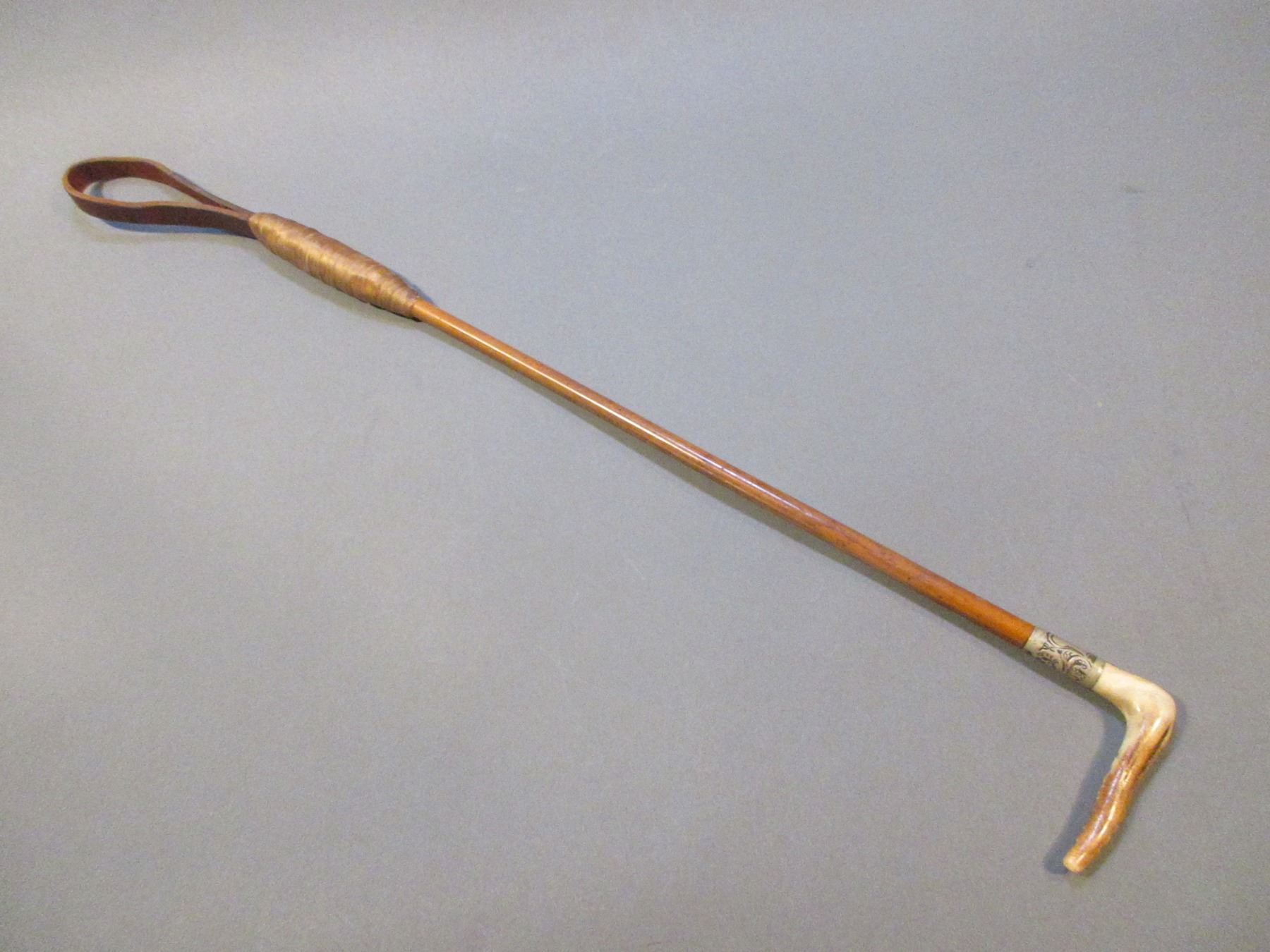 Riding Crop With Carved Antler Handle- 25"