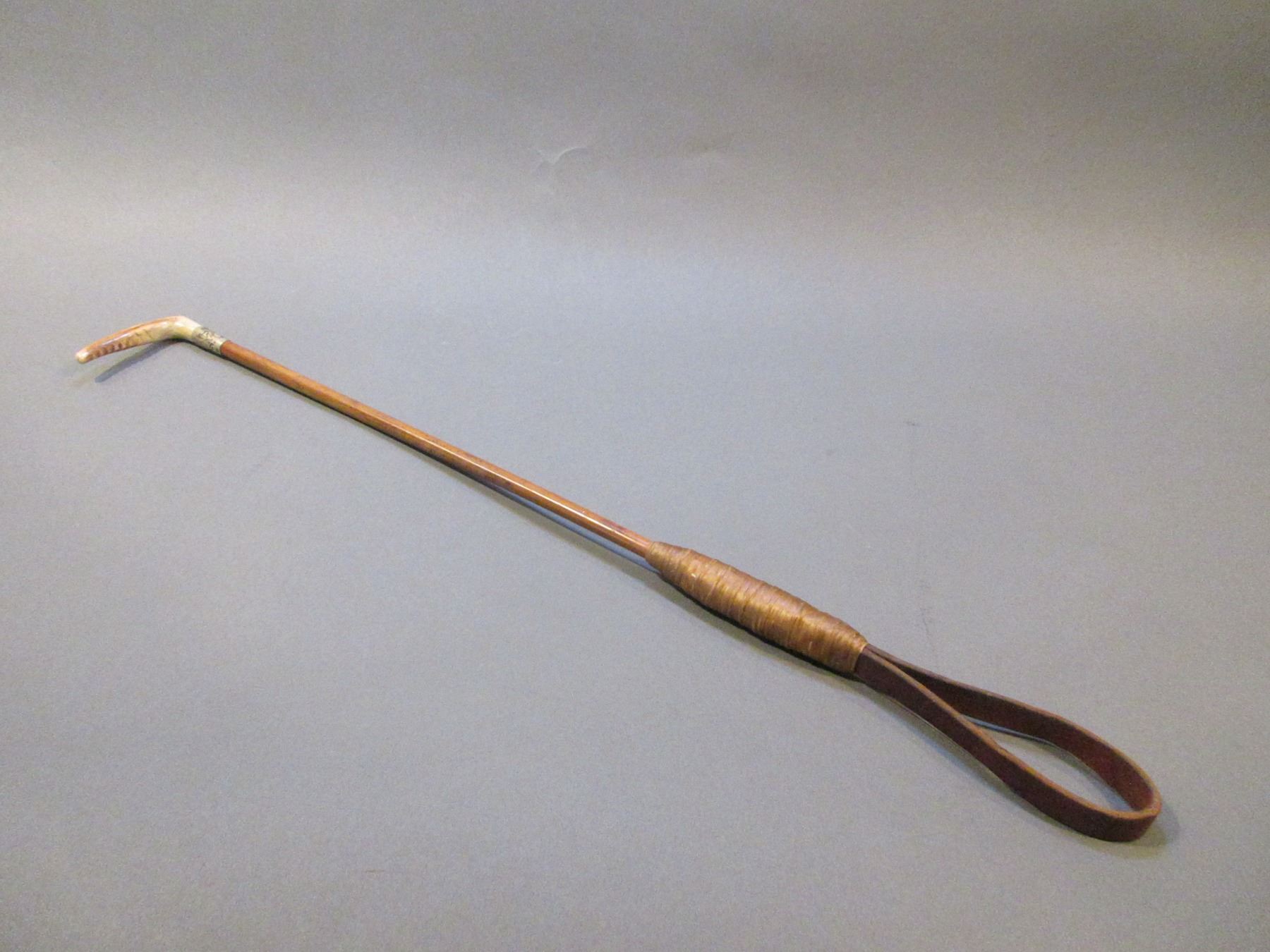 Riding Crop With Carved Antler Handle- 25"