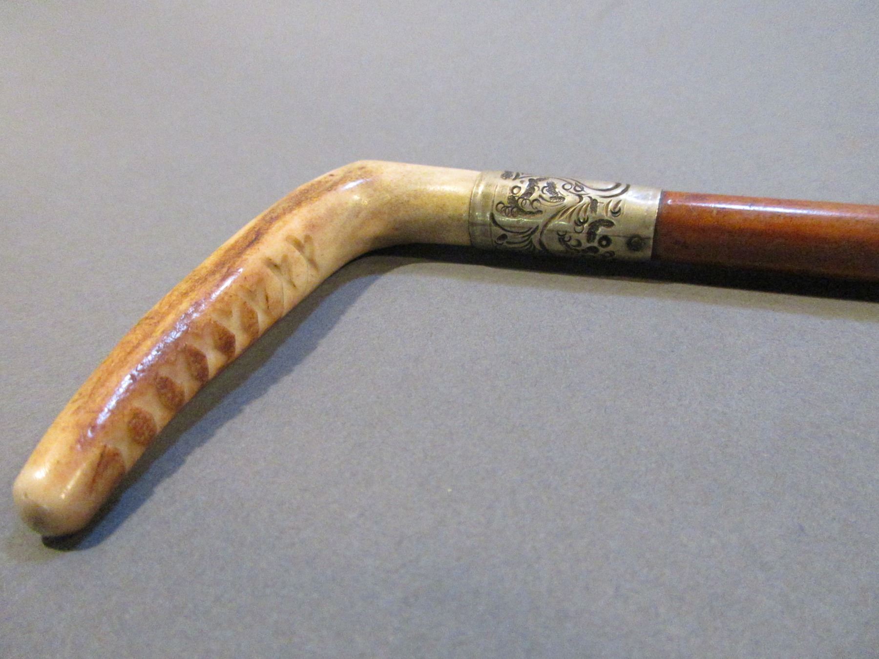 Riding Crop With Carved Antler Handle- 25"