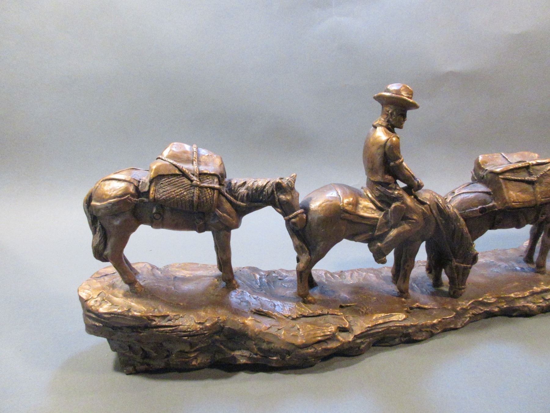 Plaster Statue Of Pack String- 10"H X 33"W X 4"D- Marked Austin Prodine ...