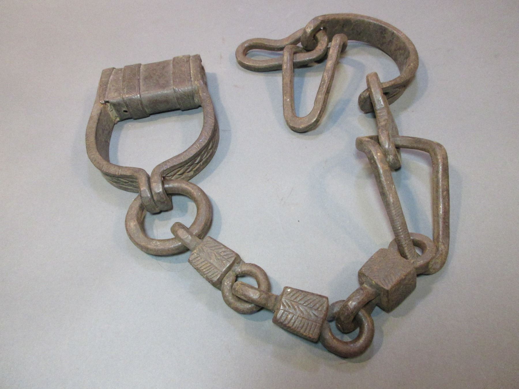 Antique Engraved Prison Shackles- 35" X 4.5"
