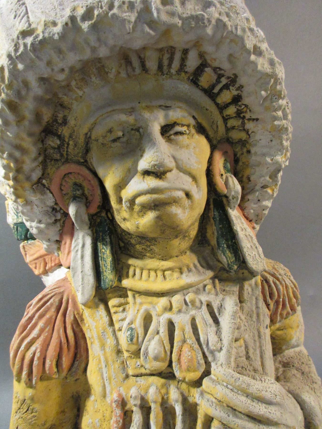 Painted Plaster Indian Chief- 18.5"H X 13.5"W