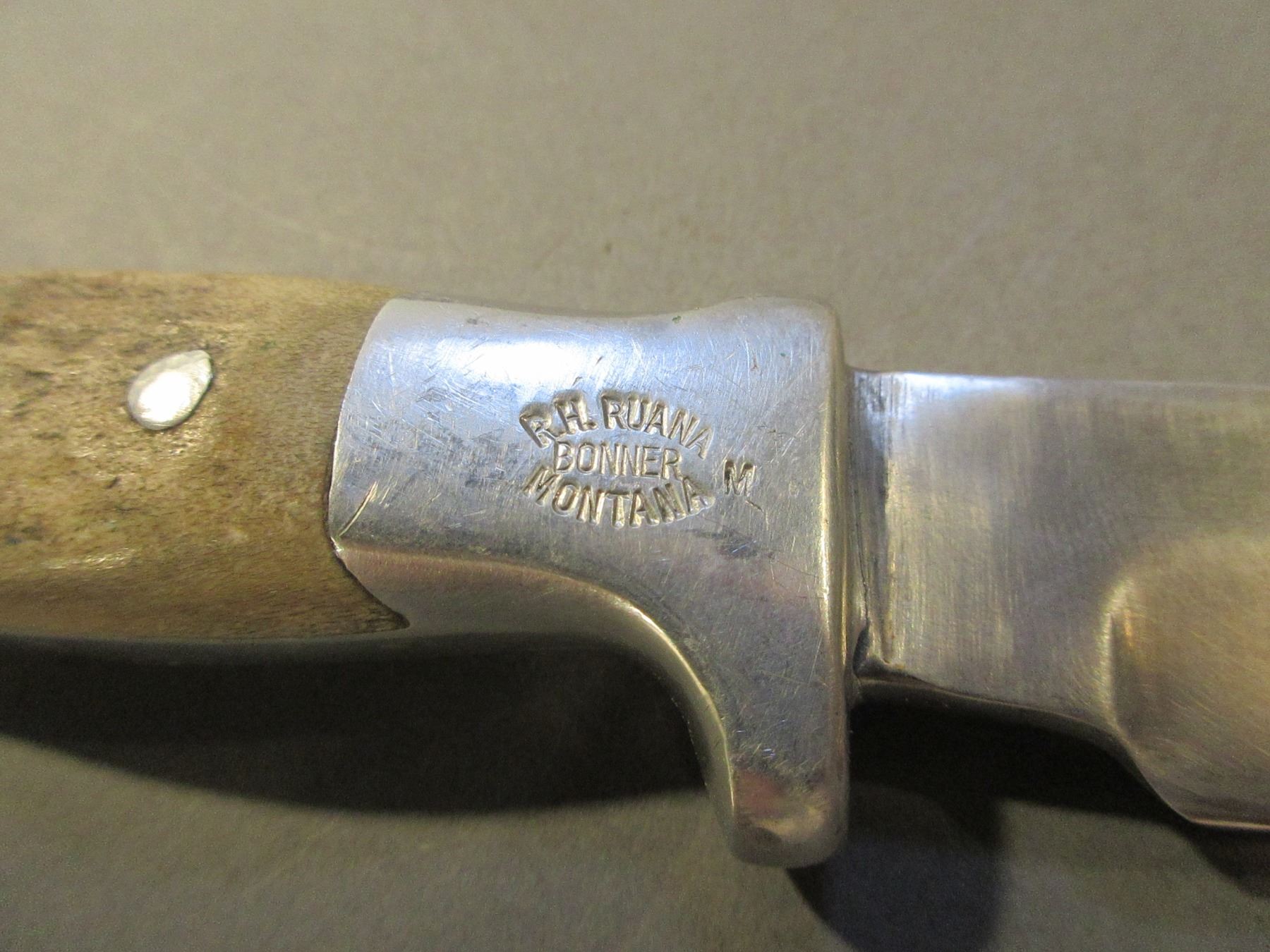 Marked RH Ruana Bonner Montana Knife- M Stamp- Original Sheath- 5 ...