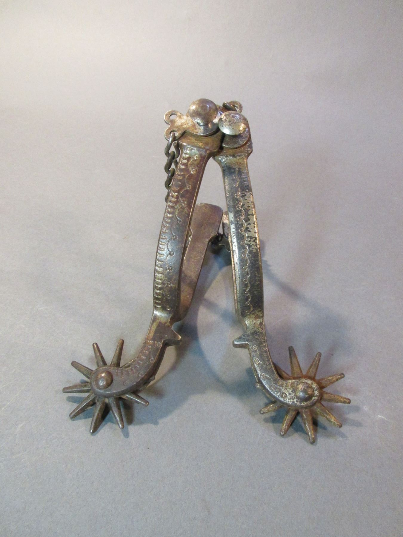 Unmarked Buermann Drop Shanks Engraved Spurs- .5" Bands- 1.75" Shanks ...