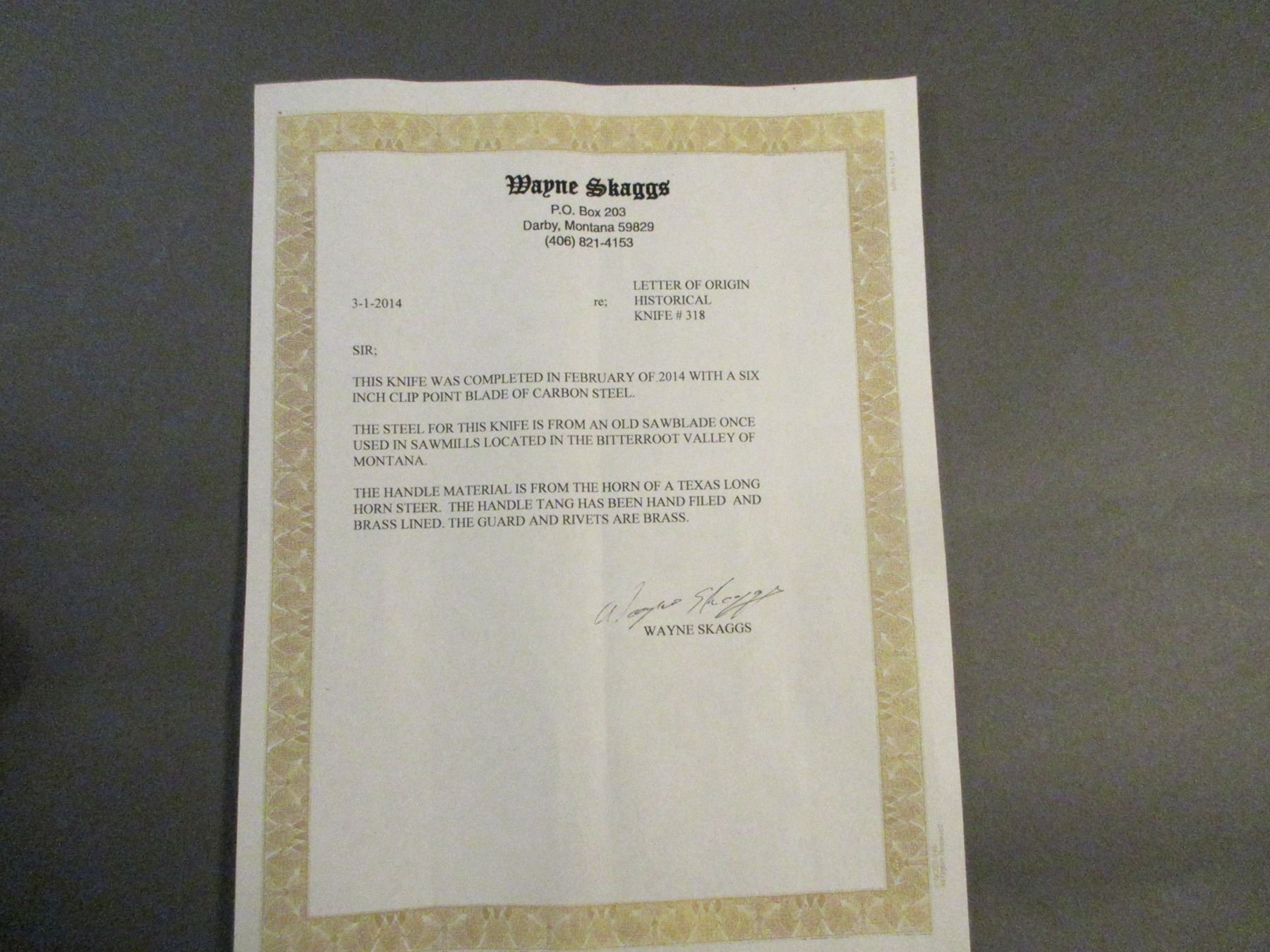 Marked Skaggs Knife- Marked Skaggs Tooled Sheath- Letter Of Origin ...