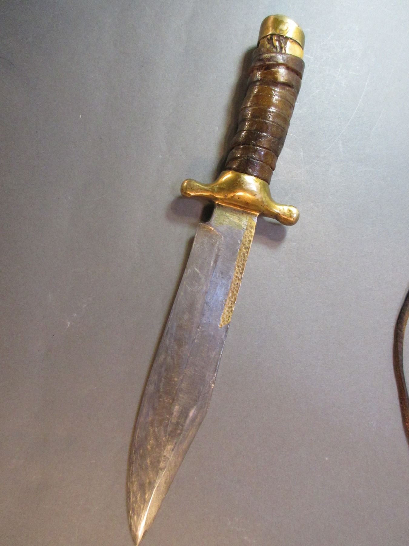 Signed RH Ruana 35B 1977 Knife- 9" 35B Brass Topped Blade- 5" Leather ...