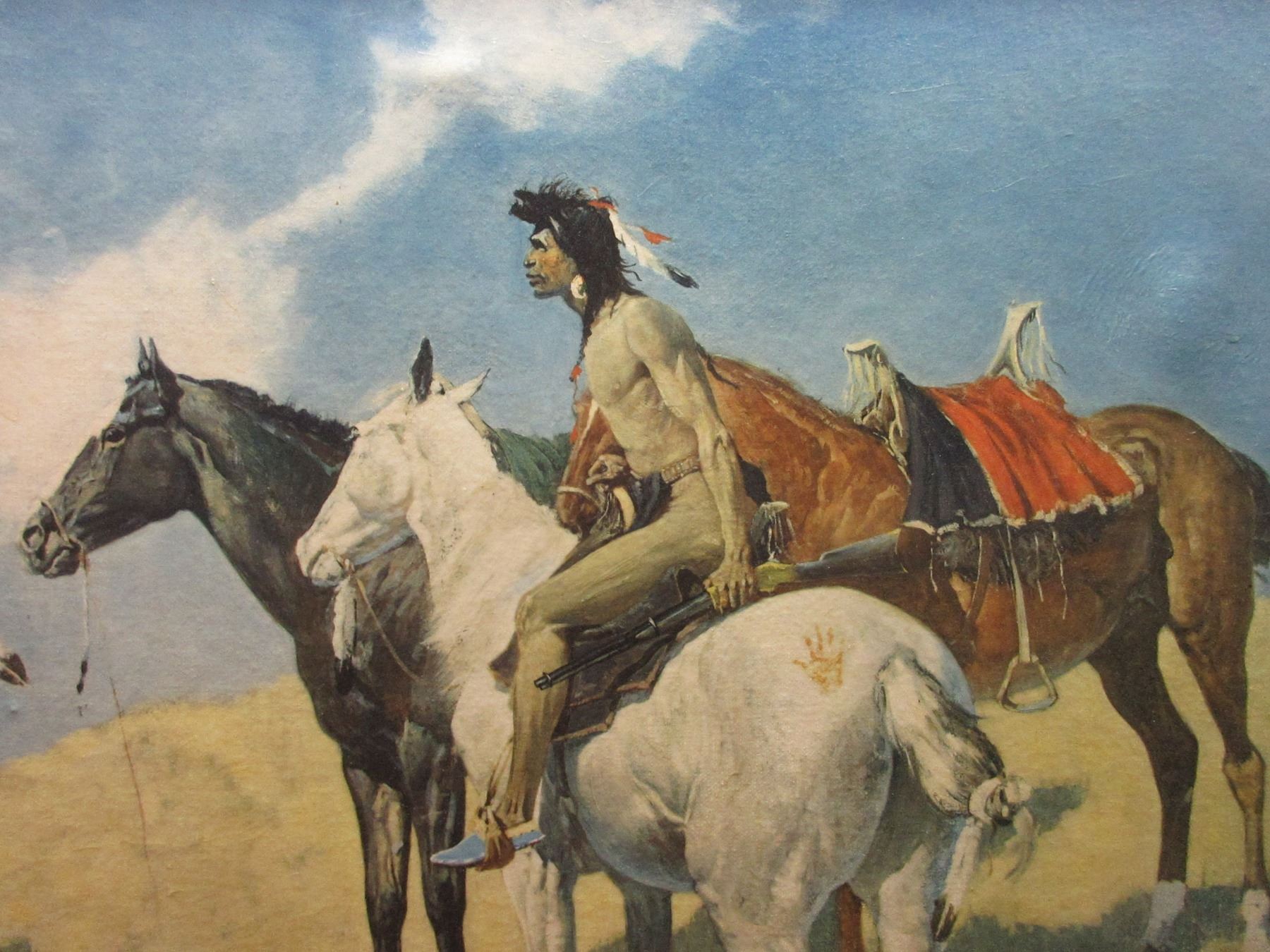 Signed Frederick Remington Native Print 44 X 32 signed-frederick-remington-native-print-44-x-32