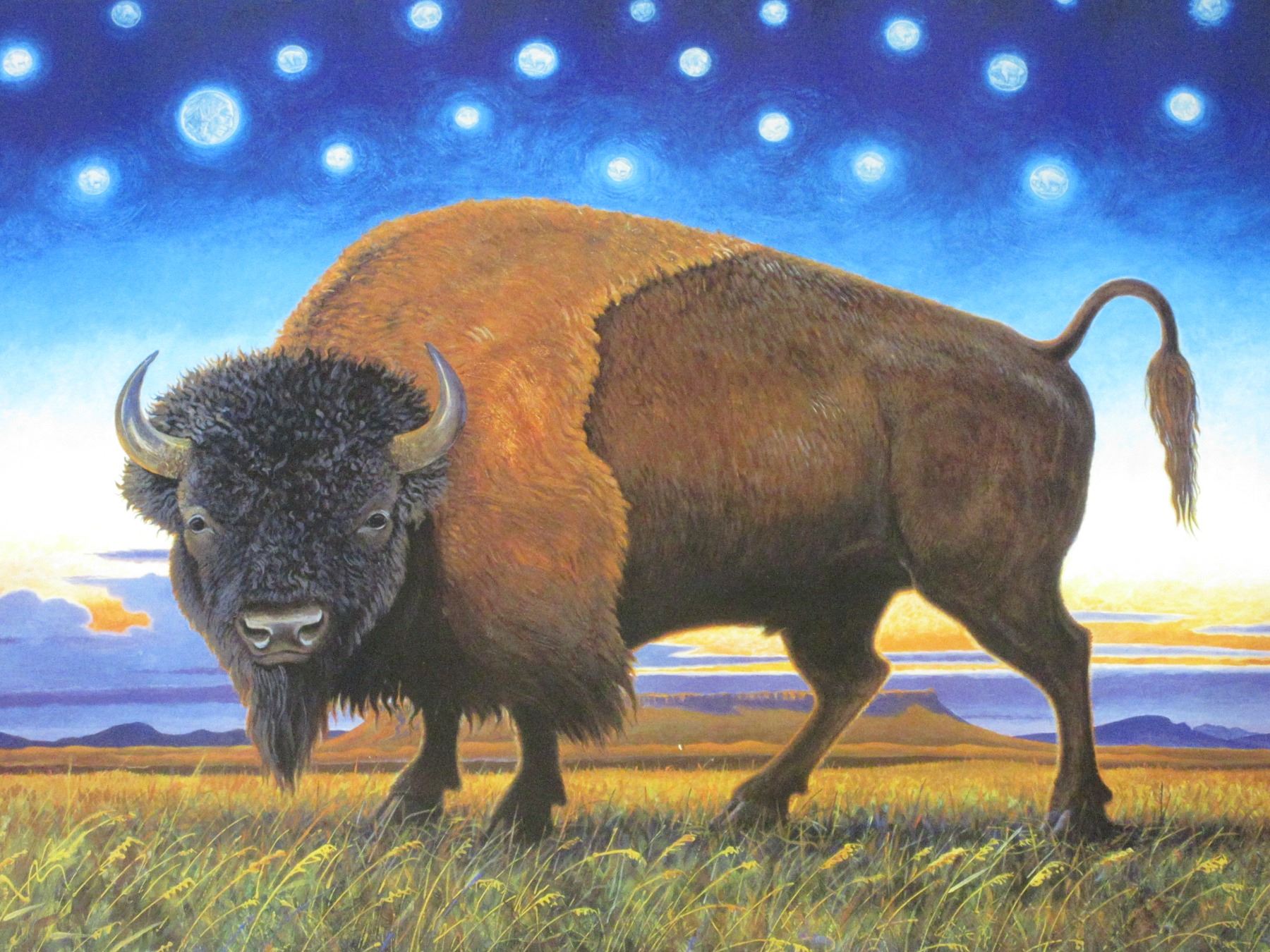 Marked Monte Dolack "Visions Of Myth. Magic And Mystery" Buffalo Print ...