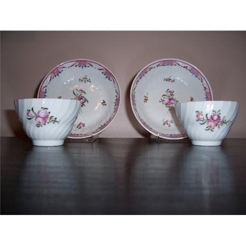 Pair English Tea Bowl and Saucers, New Hall #1440522
