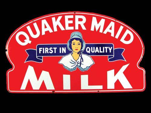 Quaker Maid Milk Die Cut Porcelain Sign