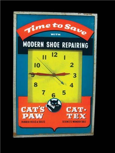 Cats Paw Cat Tex Shoe Repair Clock