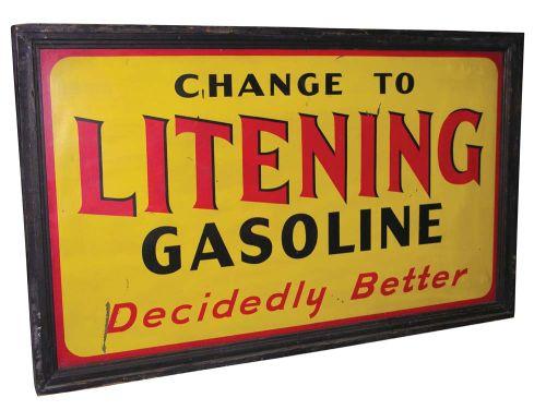 RARE Litening Gasoline Tin Sign