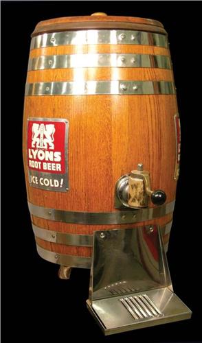 Lyons Root Beer Wood Barrel Dispenser