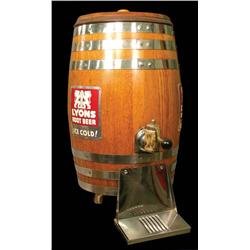 Lyons Root Beer Wood Barrel Dispenser