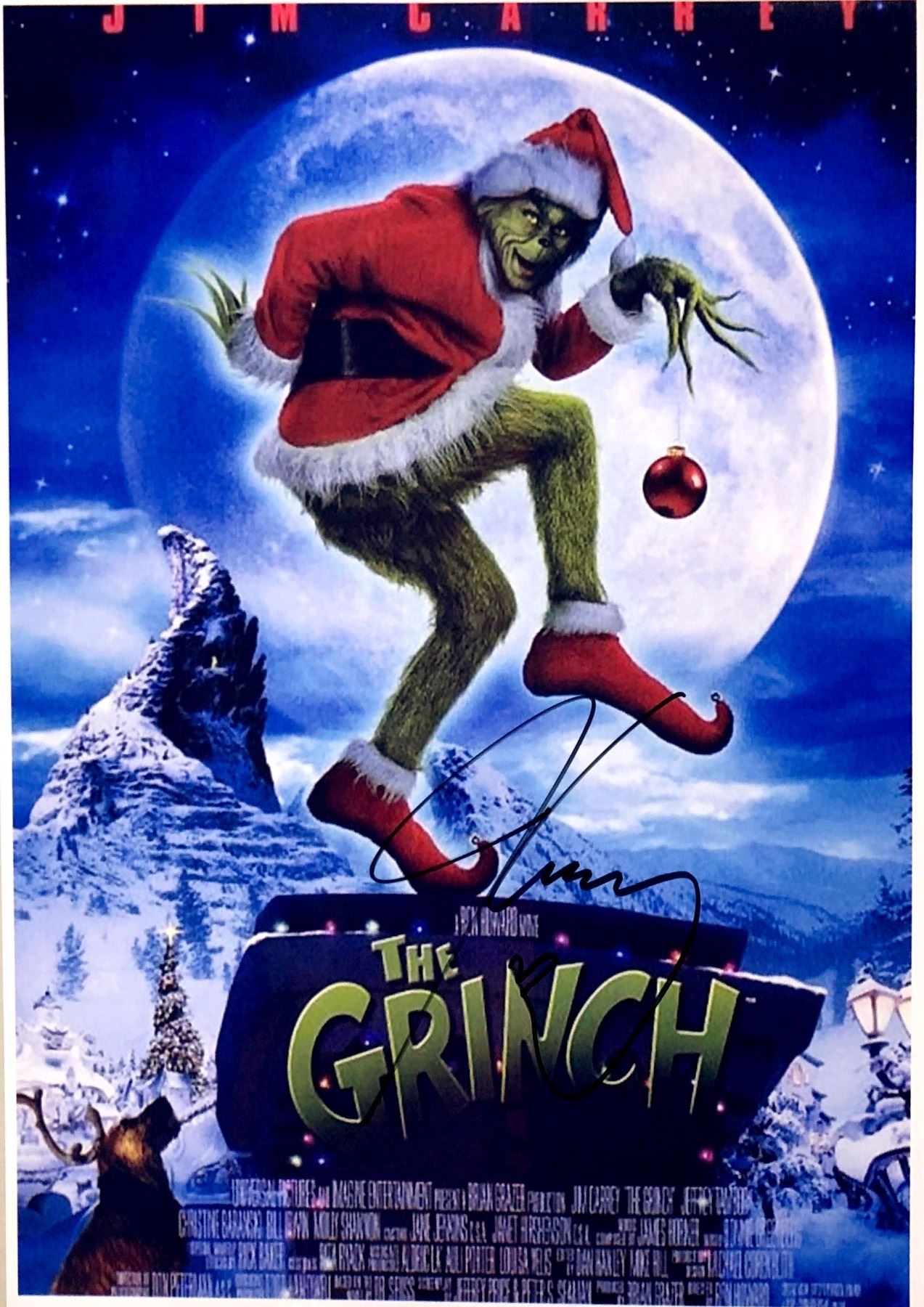 Jim Carrey Autograph Signed Dr Seuss How the Grinch Stole Christmas Photo