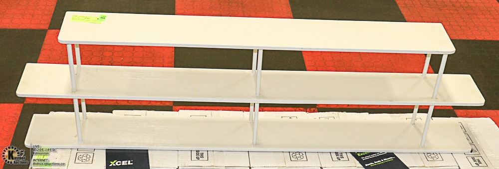 WHITE WOODEN DISPLAY SHELF, 40 X 5 X 11
