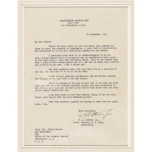 George S. Patton, Jr. 1943 Typed Letter Signed