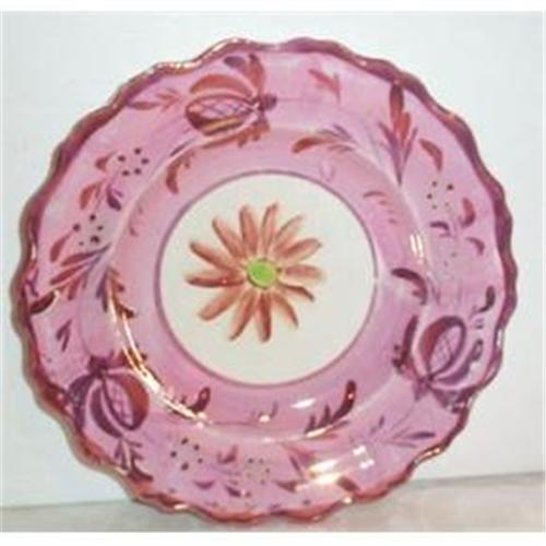 Hand Painted Pink Lustre Floral Scalloped Plate#1463463