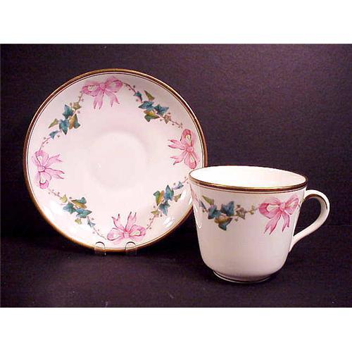 Exquisite Victorian Teacup & Saucer Pink Bows #1465096