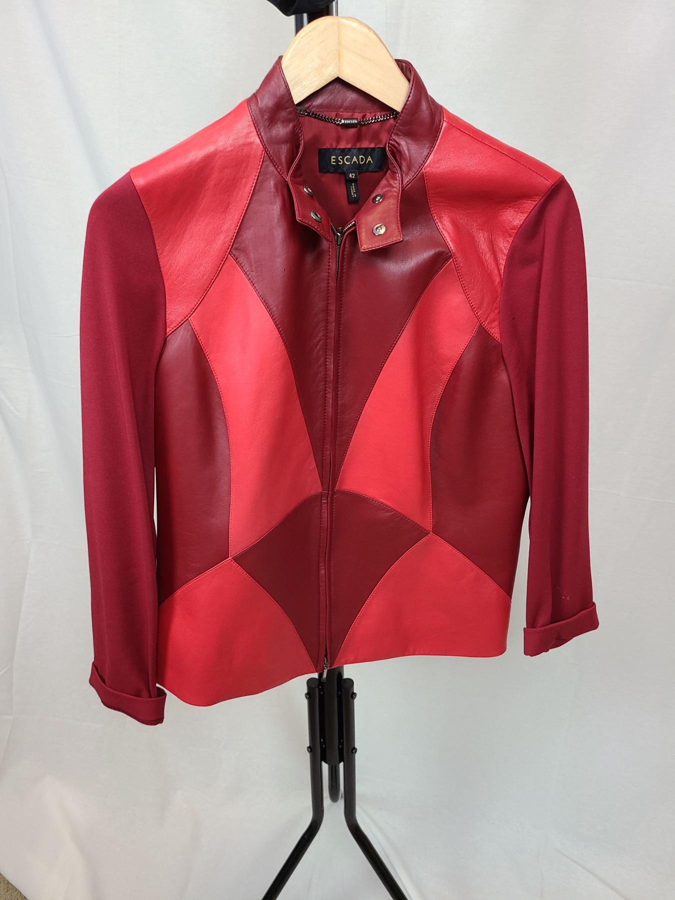 Escada Red Leather Jacket Cat A