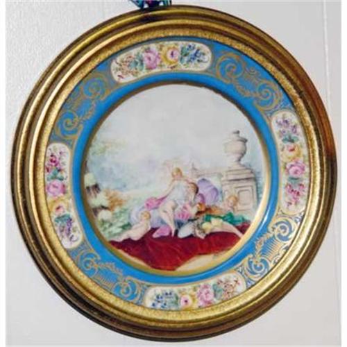 Antique Framed Sevres Plate with women #1441844