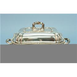 A fine Victorian sterling silver food warmer. Shaped rectang