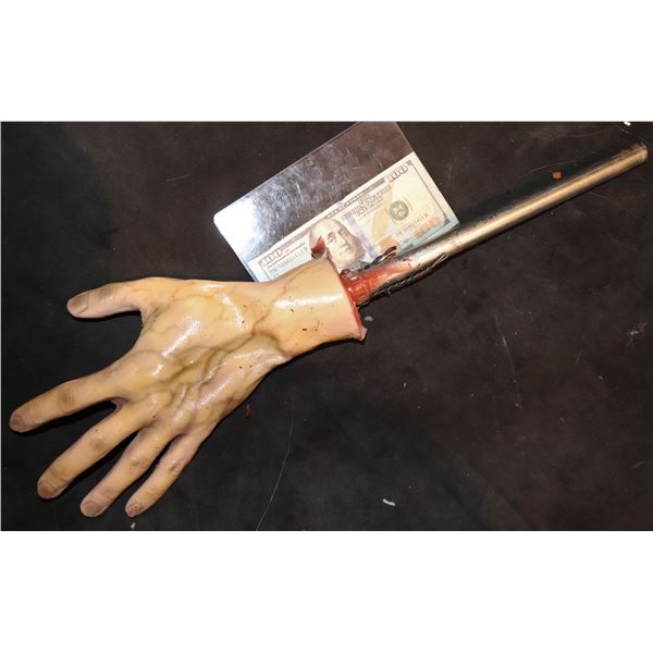 ZZ-CLEARANCE SEVERED SILICONE SQUASHED HAND INSERT WITH ROD