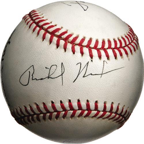 Six United States Presidents Signed Baseball. H