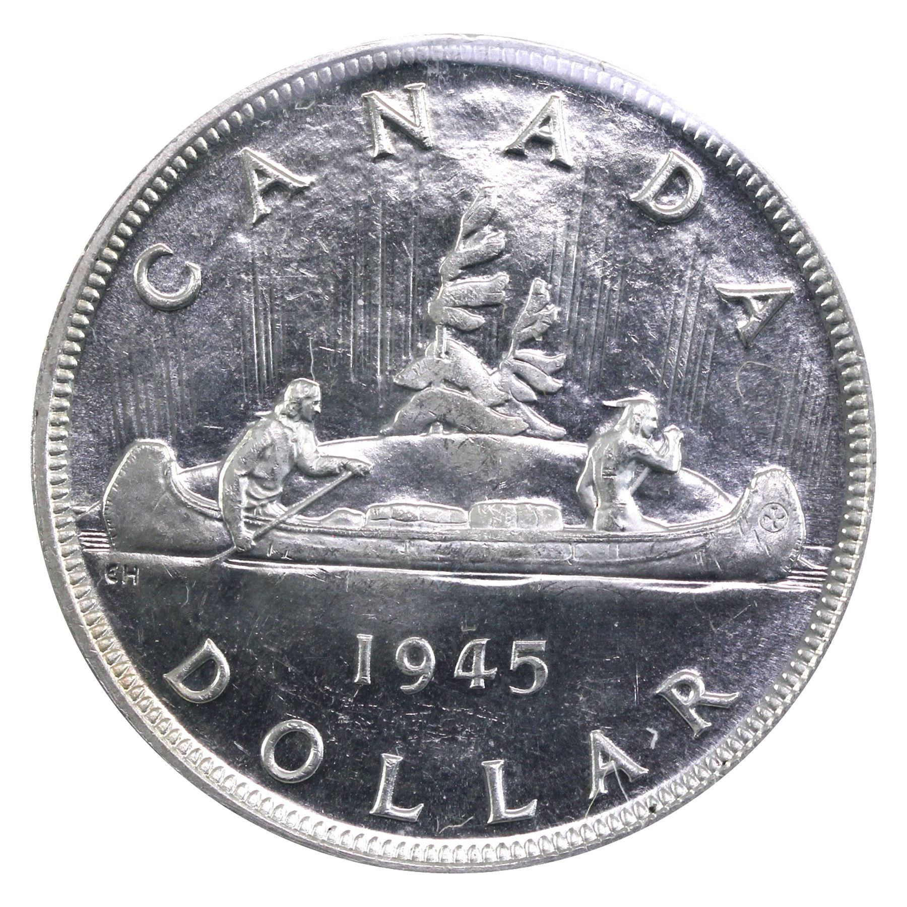 Silver $1 1945 ICCS Certified MS-60. A strong coin for the grade point ...