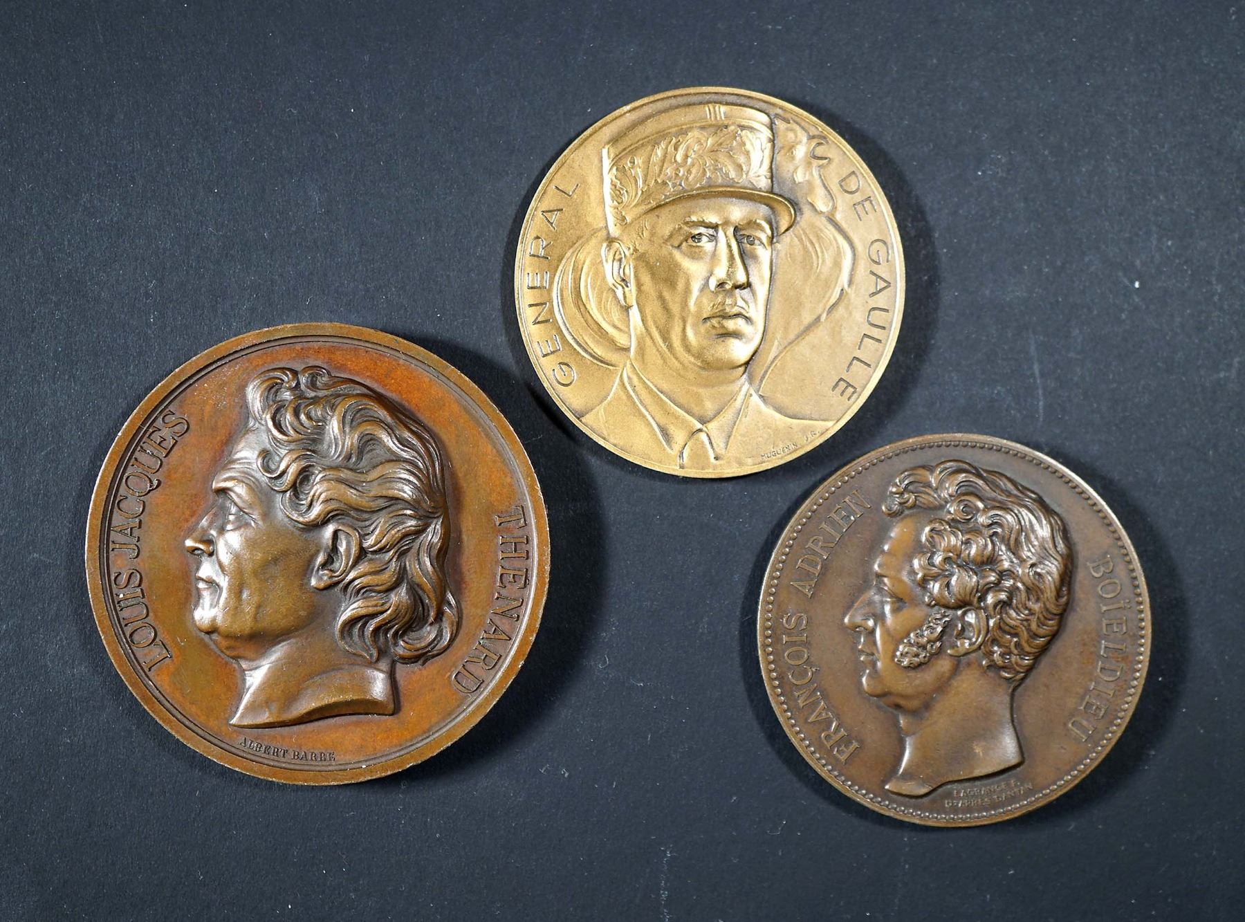 FRANCE 1858-1960 A Lot of 3 Medals of Famous Frenchmen FDC