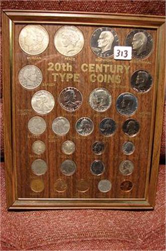 20th Century Type Coins in Frame