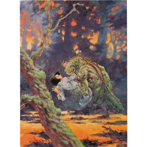 Bernie Wrightson - Alligator Man With Girl Art