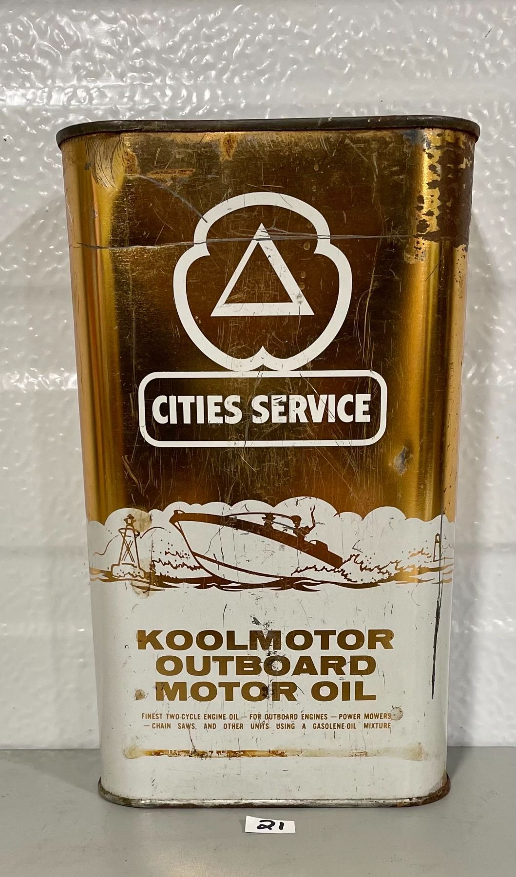 CITIES SERVICE 1 QUART OUTBOARD MOTOR OIL CAN - Kidd Family Auctions